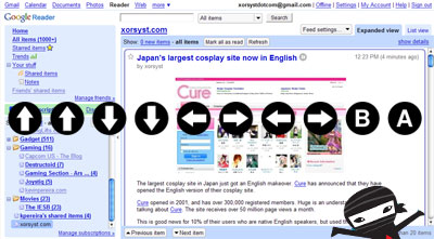 Konami code in Google Reader